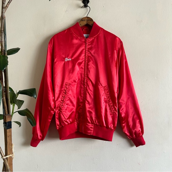 Vintage | Jackets & Coats | Vintage Eric Red Satin Rally Bomber | Poshmark